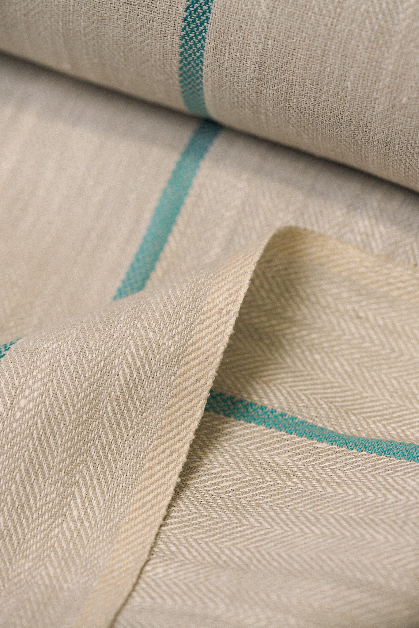 Linen Novelty Herringbone Yarn-Dyed Stripe Fabric [LND-Ocean] – BH LINEN