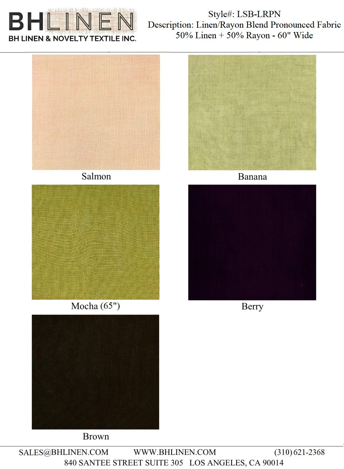 (Swatch) Linen/Rayon Blend Pronounced Fabric – BH LINEN